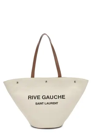 Saint Laurent Linen Rive Gauche Bucket Tote
