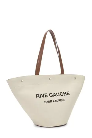 Saint Laurent Linen Rive Gauche Bucket Tote