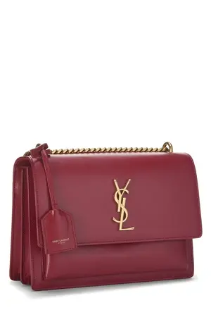 Saint Laurent Calfskin Leather Sunset Shoulder Bag - Red