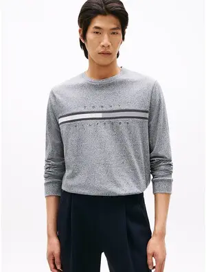 Tommy Hilfiger Long-sleeve Tonal Flag Logo T-shirt - Grey Heather