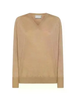 PIERRE-LOUIS MASCIA Tricot Floral-print V-neck Fine-knit Top - Neutrals