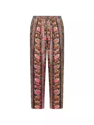 PIERRE-LOUIS MASCIA Aloe Floral-print Silk Trousers - Brown
