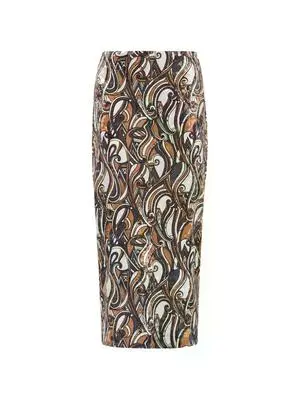 PIERRE-LOUIS MASCIA Ranat Swirl-print Midi Skirt - Brown