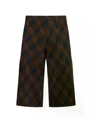 PIERRE-LOUIS MASCIA Dylan Geometric-pattern Cargo Shorts - Brown