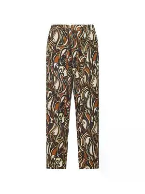 PIERRE-LOUIS MASCIA Beatex Swirling-pattern Wool Trousers - Brown