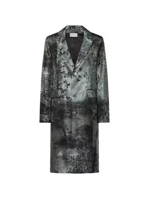 PIERRE-LOUIS MASCIA Jp682dox Floral-motif Notched-lapel Coat - Grey