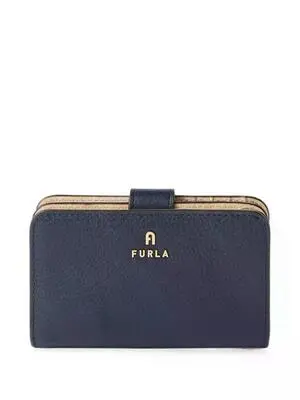 Furla Logo-plaque Pebbled-leather Wallet - Blue
