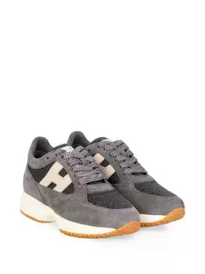 Hogan Logo-patch Panelled Sneakers - Grey