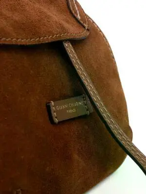 GIANNI CHIARINI Violette Contrast-stitch Suede Backpack - Brown