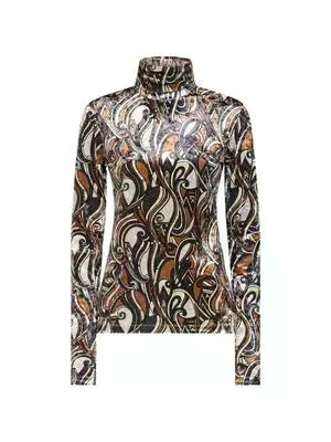 PIERRE-LOUIS MASCIA Ranat Swirl-motif Turtleneck Top - Brown