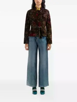 PIERRE-LOUIS MASCIA Gridox Floral-print Belted Jacket - Brown