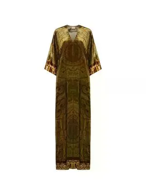 PIERRE-LOUIS MASCIA Kanada Baroque-motif V-neck Maxi Dress - Green