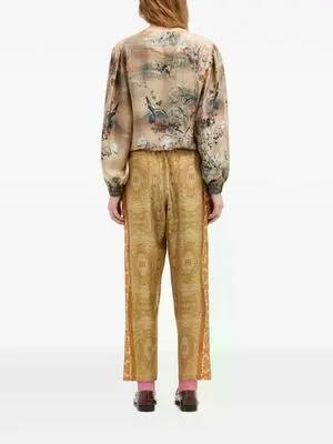 PIERRE-LOUIS MASCIA Aloe Floral-print Silk Blouse - Neutrals