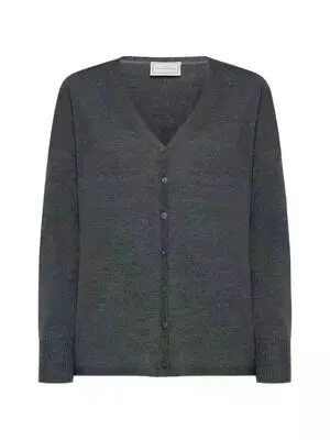 PIERRE-LOUIS MASCIA Tricot Landscape-print V-neck Cardigan - Grey