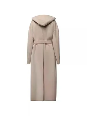 Sportmax Hooded Belted Wool Coat - Neutrals