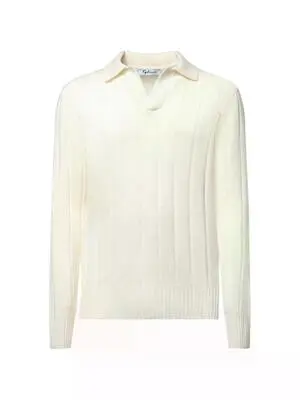 GALIANO Ribbed-knit Pullover - White
