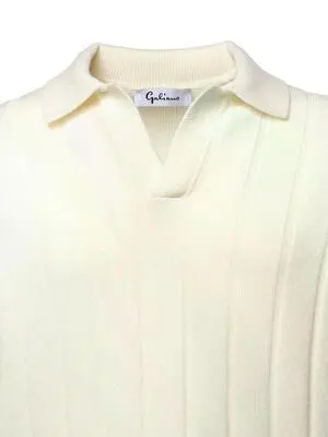 GALIANO Ribbed-knit Pullover - White