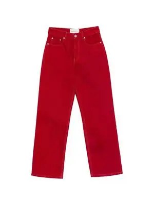AMI Paris Contrast-stitch Straight-leg Jeans - Red