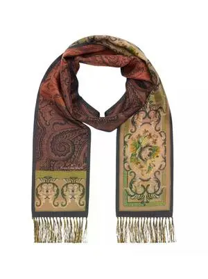 PIERRE-LOUIS MASCIA Aloewuf Paisley Floral-print Fringed Scarf - Brown