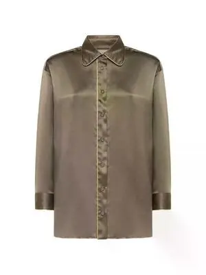 PIERRE-LOUIS MASCIA Mutka Piping-detail Silk Shirt - Brown