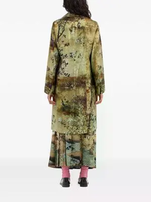 PIERRE-LOUIS MASCIA Floral-print Lapel-collar Coat