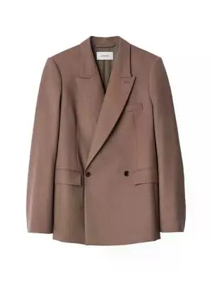 LEMAIRE Double-breasted Tailored Jacket In Tropical Wool Blend - Brown