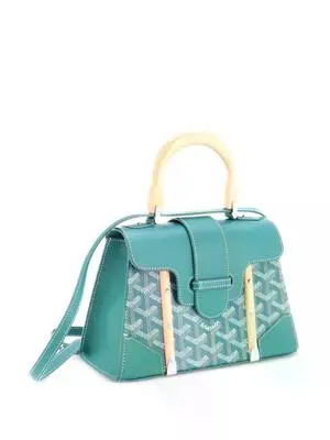 Goyard Structured Saigon Top Handle Bag Coated Canvas With Leather Mini Satchel - Green