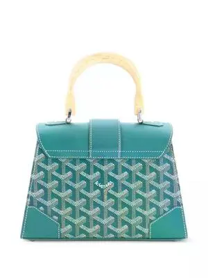 Goyard Structured Saigon Top Handle Bag Coated Canvas With Leather Mini Satchel - Green