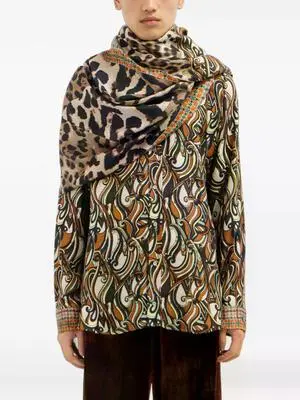 PIERRE-LOUIS MASCIA Aloewon Leopard-print Geometric Scarf