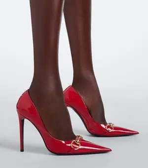Gucci Donna Horsebit Patent Leather Pumps