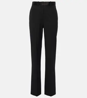 Victoria Beckham High-rise Wool-blend Straight Pants - Black