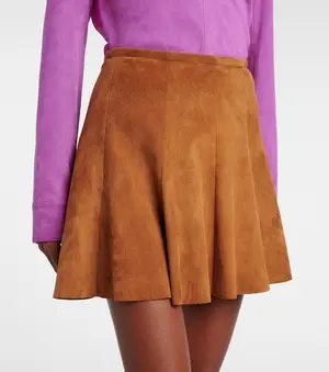 Stouls Mila Pleated Suede Miniskirt