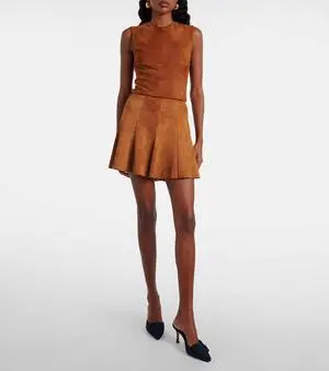 Stouls Mila Pleated Suede Miniskirt