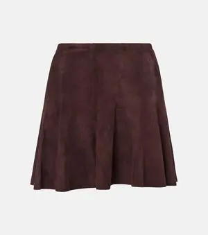 Stouls Mila Pleated Suede Miniskirt - Brown