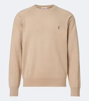 Saint Laurent Cassandre Cashmere Sweater Beige