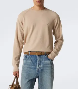 Saint Laurent Cassandre Cashmere Sweater - Beige