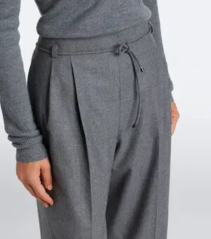 Max Mara Belted Cashmere-blend Wide-leg Pants