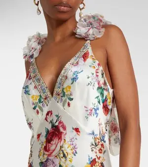 Camilla Embellished Floral Silk Slip Dress