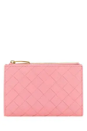 Bottega Veneta Nappa Leather Medium Intrecciato Wallet - Pink