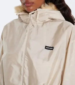 Miu Miu Cropped Hooded Shearling-trimmed Jacket