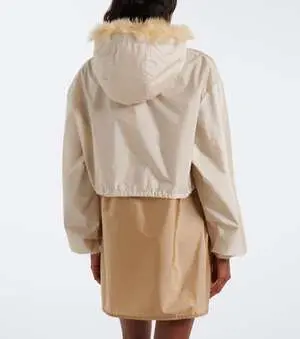 Miu Miu Cropped Hooded Shearling-trimmed Jacket