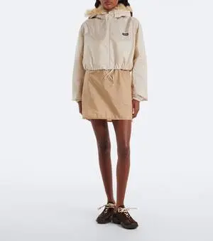 Miu Miu Cropped Hooded Shearling-trimmed Jacket