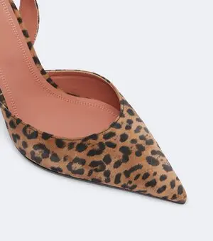 Amina Muaddi Holli Leopard-print Suede Slingback Pumps