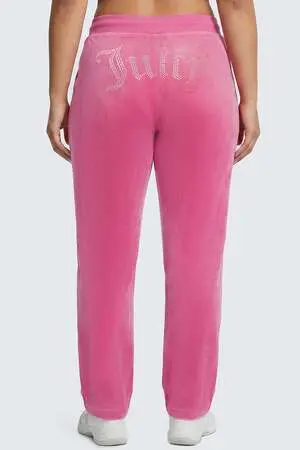 Juicy Couture Plus-size Og Big Bling Velour Track Pants Bubblegum