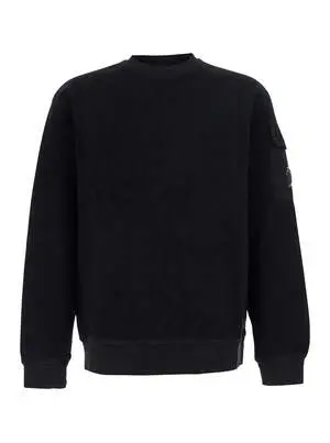 C.P. COMPANY Sweatshirt With Round Neck And Long Sleeves In Tech Fabric - Black