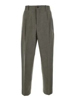 GOLDEN GOOSE Pants Flamnella Di Lana With 100% Virgin Wool Green - Multicolor