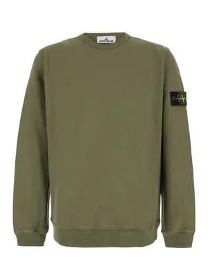 Stone Island Hooded Sweatshirt With Pockets In Organic Cotton - Green