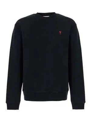 AMI Paris Sweatshirt With De Coeur Logo And Long Sleeves In Cotton - Black