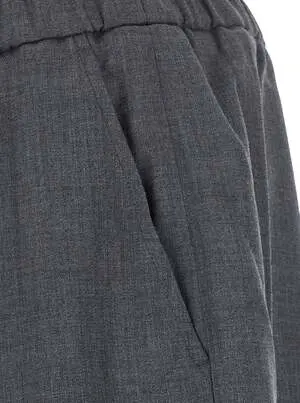 AMI Paris Gray Pants With Elasticized Drawstring Waist In Wool For
