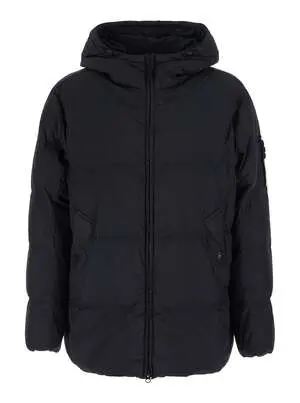 Stone Island Crinkle' Black Down Jacket With Logo Patch On The Sleeve In Tech Fabric For - Multicolor